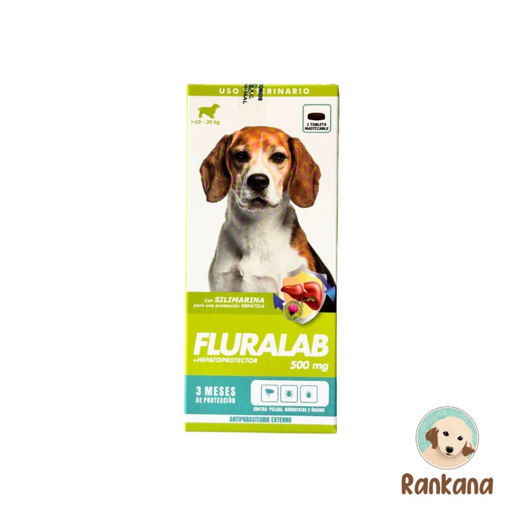 Fluralab Perros 10 a 20 kg 500 mg | Contra Pulgas y Garrapatas | Rankana